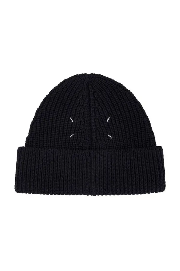 Maison Margiela Ribbed Beanie In Navy - 40% Off | Editorialist