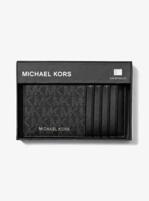 Michael Kors Cooper Slim Signature Logo Zip Wallet - Black