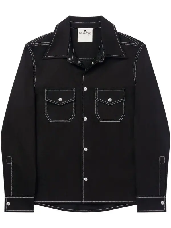 COURREGES Double Pocket Topstitched Denim Shirt