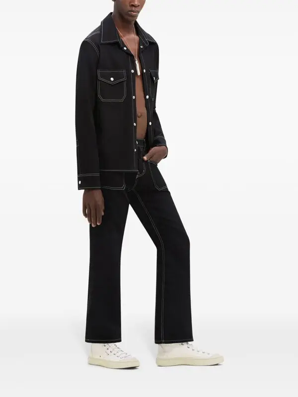 COURREGES Double Pocket Topstitched Denim Shirt