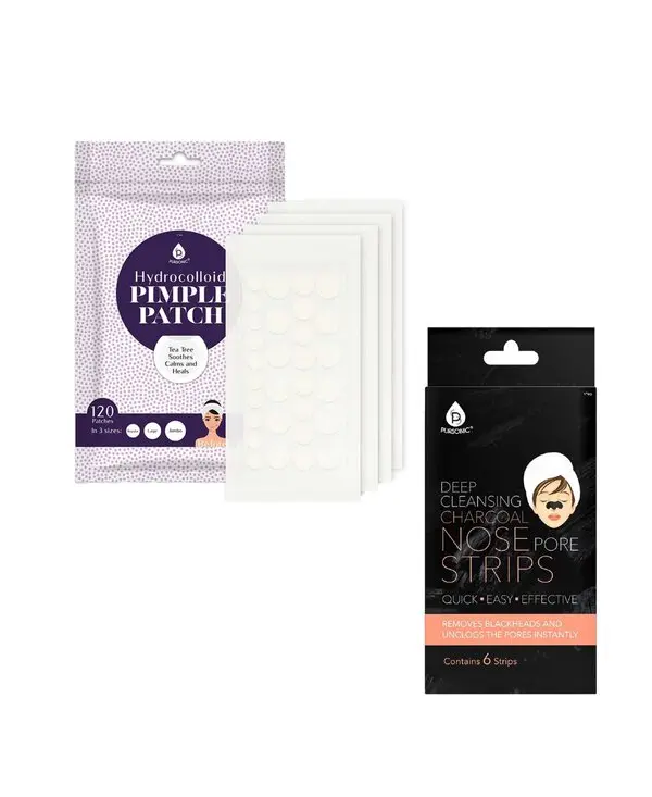 PURSONIC Deep Cleansing Charcoal Nose Pore Strip 6-pack & Hydrocolloid Pimple Patch - No Color