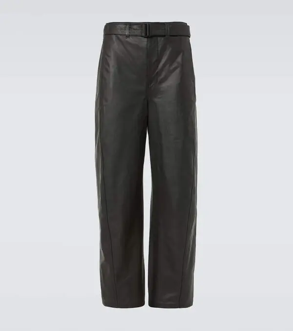 LEMAIRE Twisted Belted Wide-leg Leather Trousers
