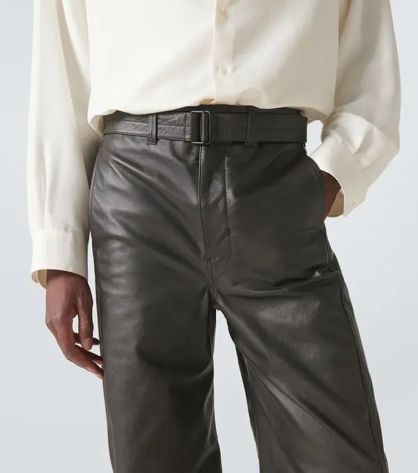 LEMAIRE Twisted Belted Wide-leg Leather Trousers