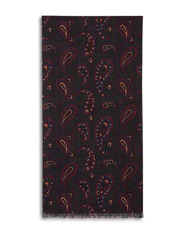 Bloomingdale'S Mantero Paisley Italian Wool Scarf Exclusive - Olive