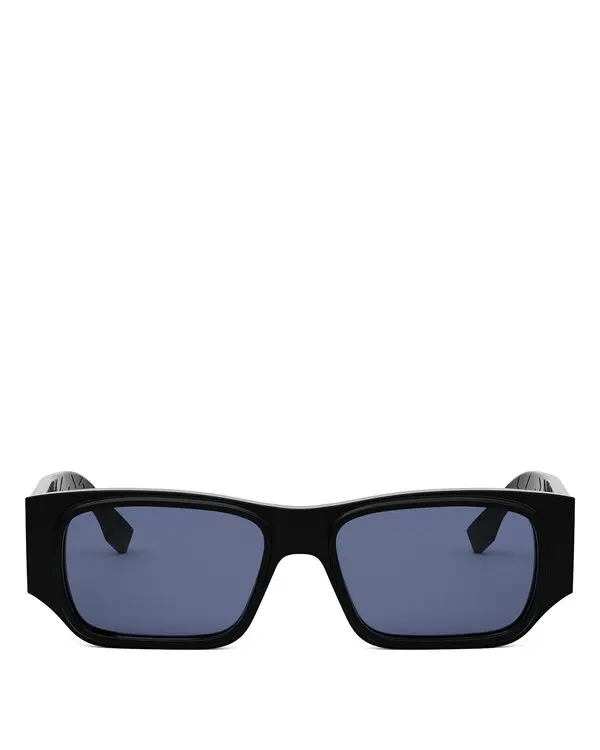 Fendi Ff Squared Rectangular Sunglasses - Black/blue Solid