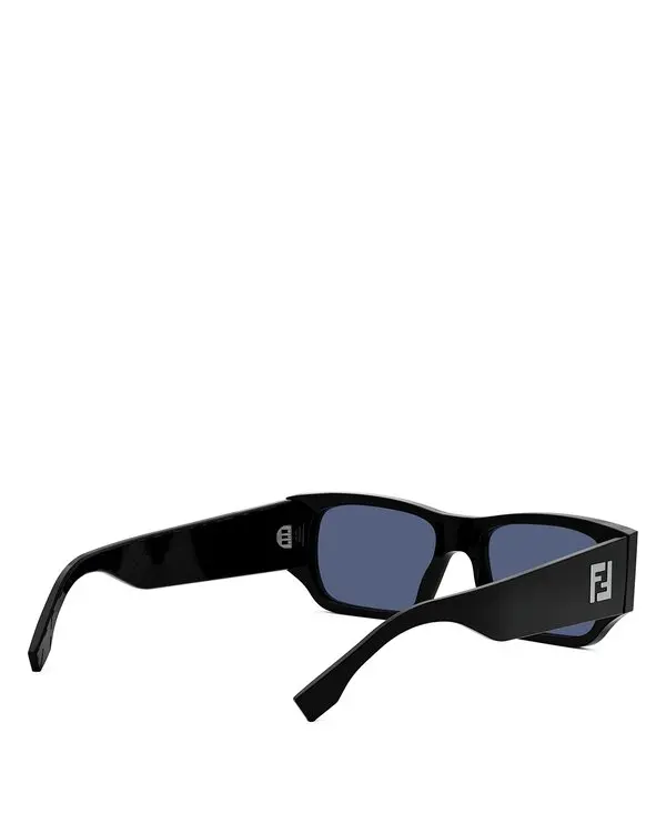 Fendi Ff Squared Rectangular Sunglasses - Black/blue Solid