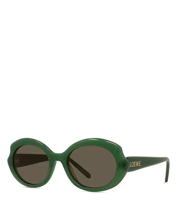 Loewe Slim Geometric Sunglasses - Green/brown Solid