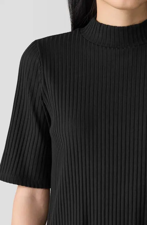 Eileen Fisher Mock Neck Ribbed Top