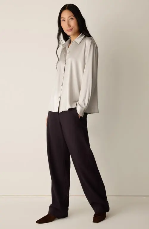 Eileen Fisher Classic Collar Stretch Silk Button-up Shirt