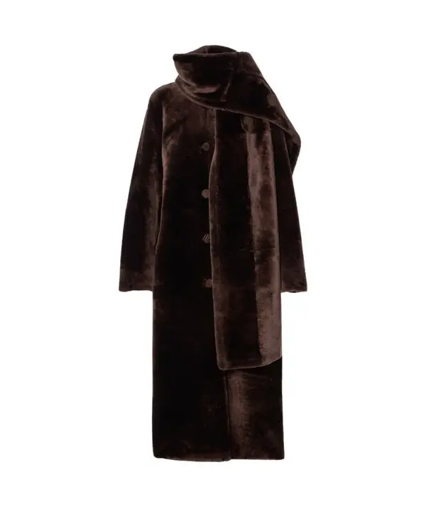 Nour Hammour Daphne Shearling Scarf Coat