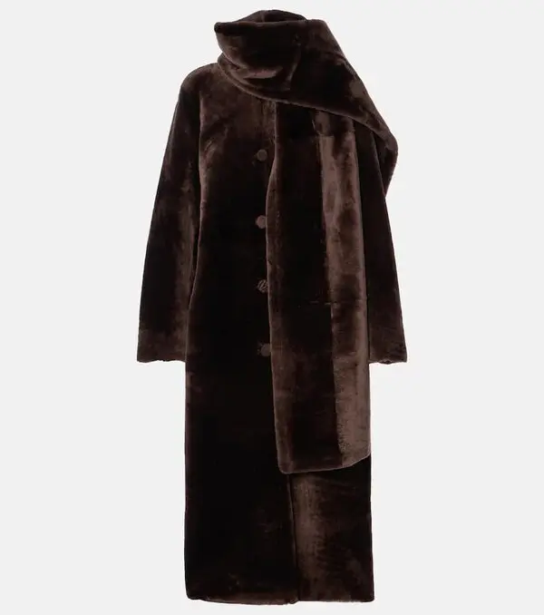 Nour Hammour Daphne Shearling Scarf Coat