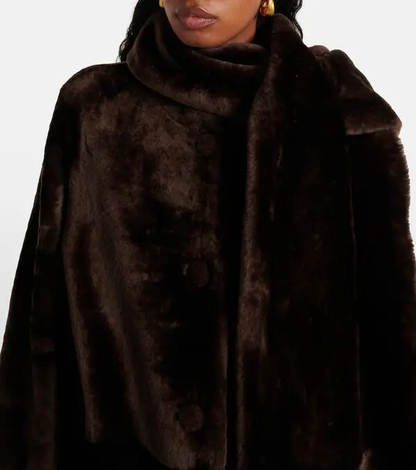 Nour Hammour Daphne Shearling Scarf Coat
