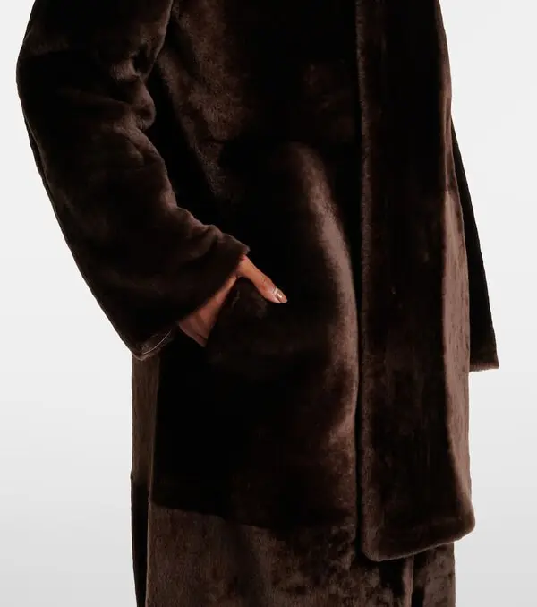 Nour Hammour Daphne Shearling Scarf Coat