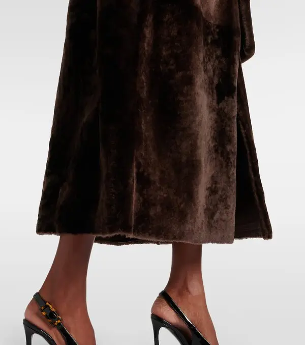 Nour Hammour Daphne Shearling Scarf Coat