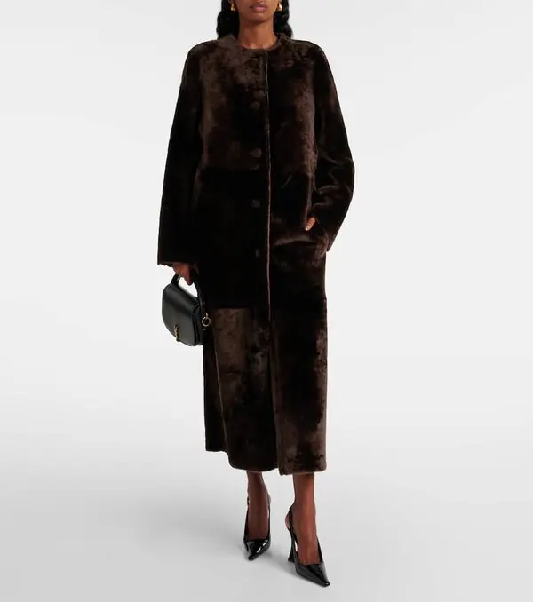 Nour Hammour Daphne Shearling Scarf Coat