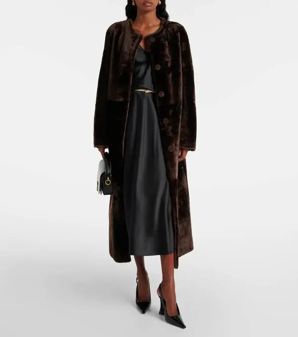 Nour Hammour Daphne Shearling Scarf Coat