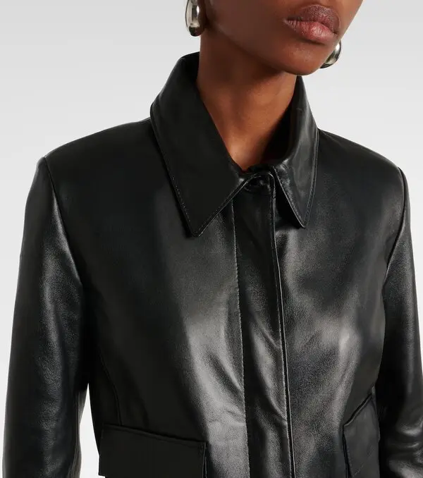 Nour Hammour Cropped Leather Jacket