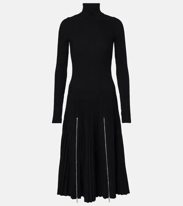 Burberry Pleated Jersey Midi Dress - Black