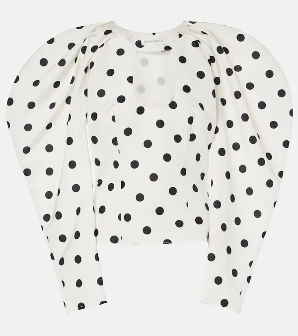 Nina Ricci Polka-dot Taffeta Top - White