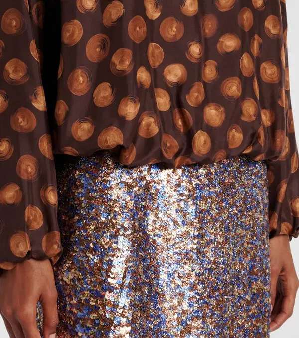 Dries Van Noten Printed Satin Blouse - Brown