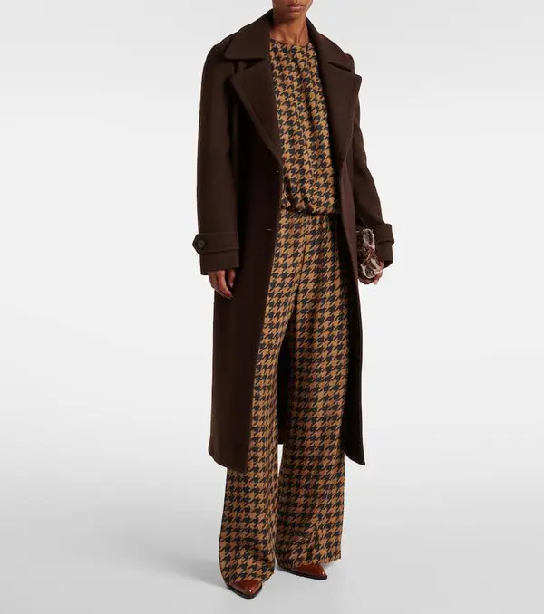 Dries Van Noten Houndstooth Satin Blouse - Orange