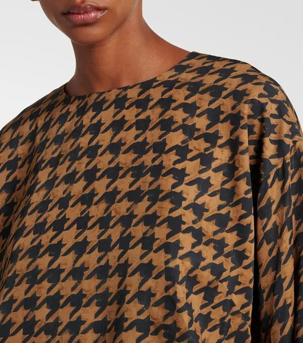 Dries Van Noten Houndstooth Satin Blouse - Orange
