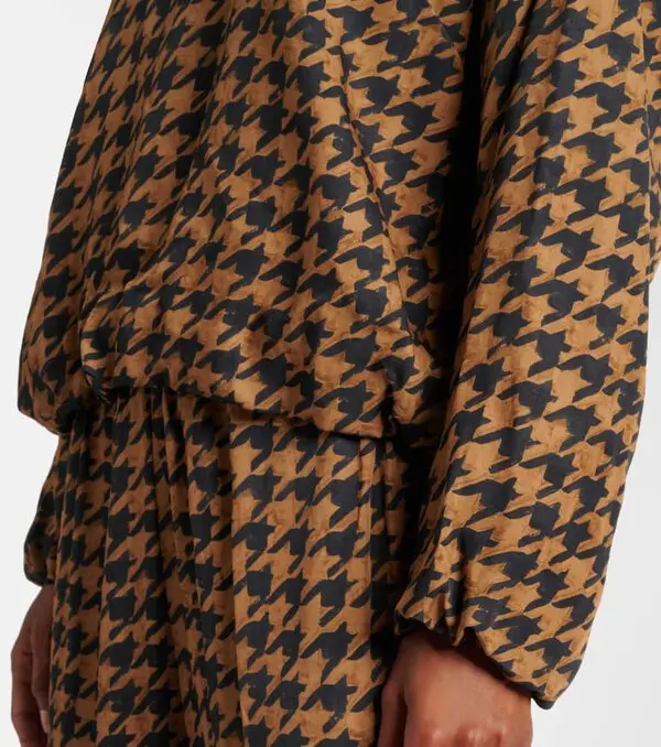 Dries Van Noten Houndstooth Satin Blouse - Orange
