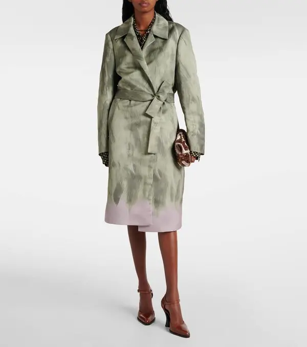 Dries Van Noten Satin Wrap Coat