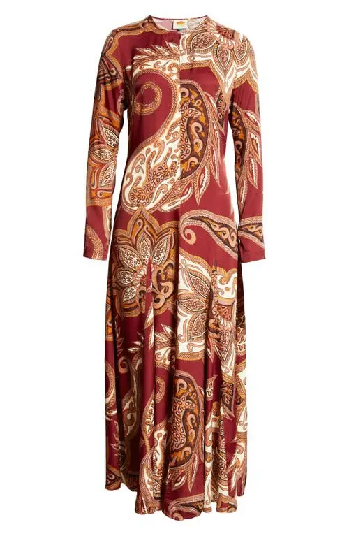 fitted lace wedding dress Paisley Orange Maxi Dress L main image 1
