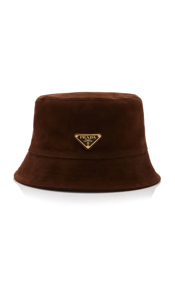 Prada Dark Brown Suede bucket Hat Prada Suede Bucket Hat In Brown | Editorialist main image 2