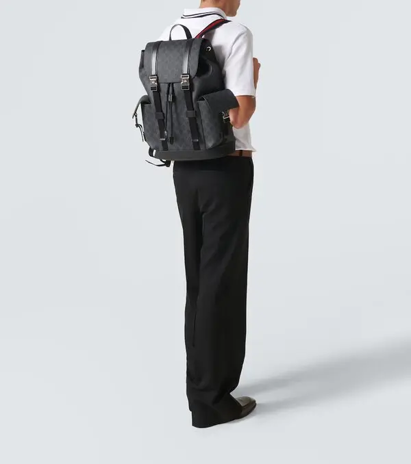 Gucci Gg Canvas Leather-trimmed Backpack