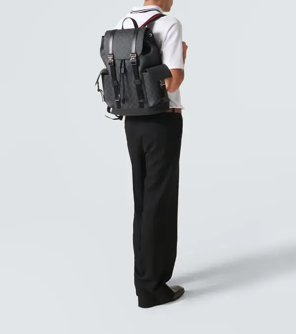 Gucci Gg Canvas Leather-trimmed Backpack