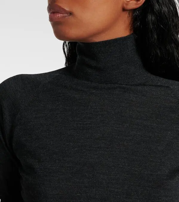 Alaïa Draped Wool Turtleneck Bodysuit