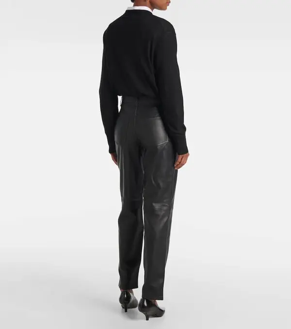 TOTEME Mid-rise Straight Leather Pants