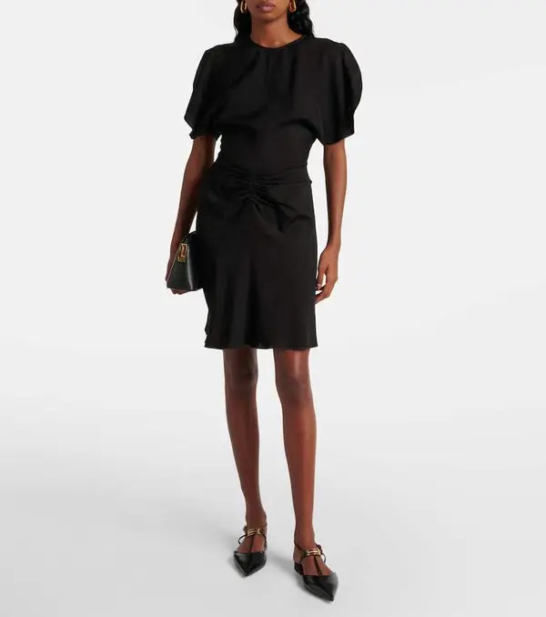 Victoria Beckham Gathered Puff-sleeve Minidress