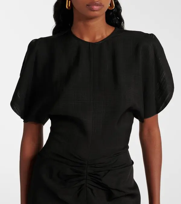 Victoria Beckham Gathered Puff-sleeve Minidress