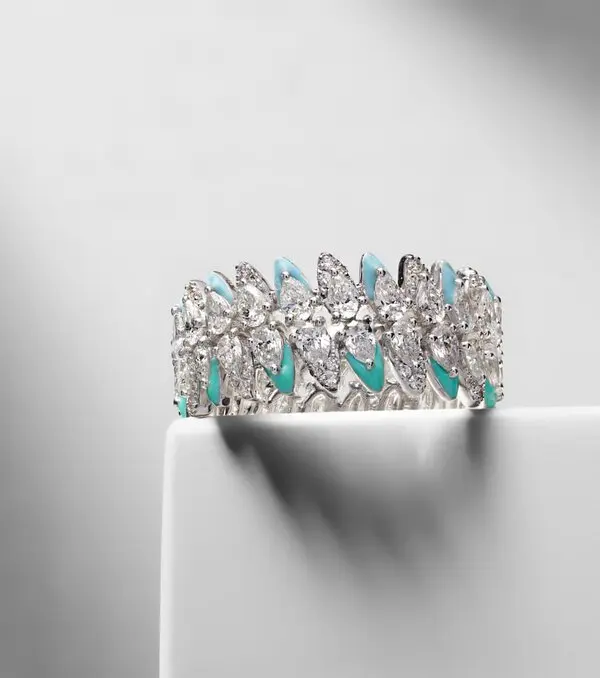KAMYEN 18kt White Gold Ring With Diamonds And Enamel