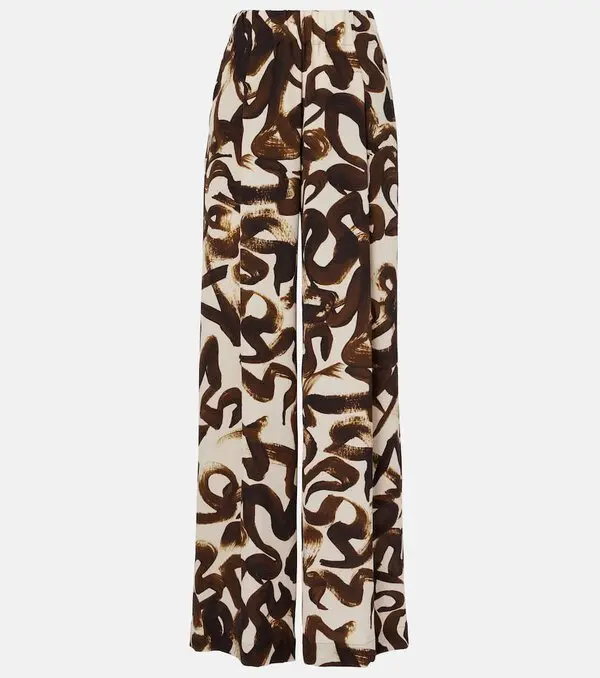 Dries Van Noten Printed High-rise Wide-leg Pants
