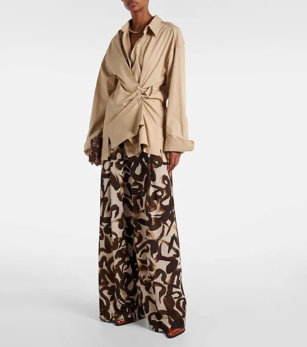 Dries Van Noten Printed High-rise Wide-leg Pants