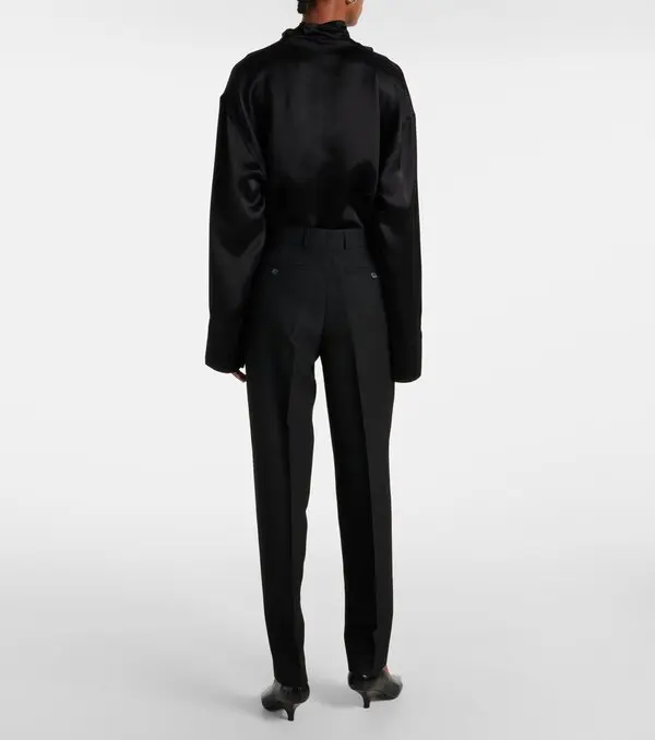 TOTEME Low-rise Straight Pants - Black