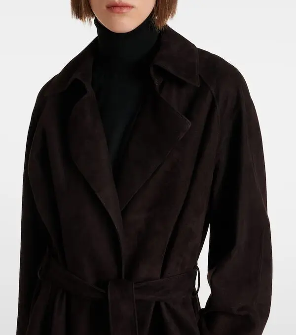 THE ROW Poseidone Suede Coat - Brown