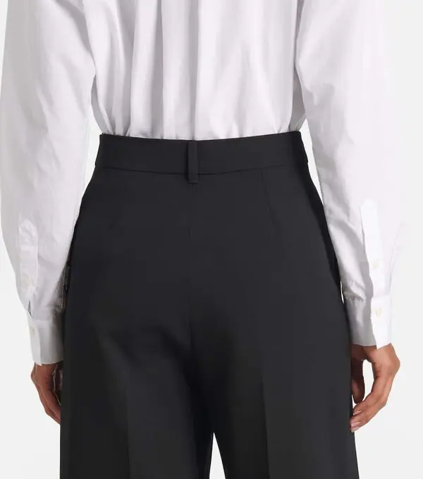 Stella McCartney High-rise Wool-blend Wide-leg Trousers - Black