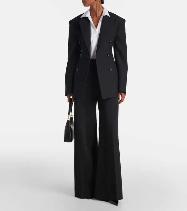 Stella McCartney High-rise Wool-blend Wide-leg Pants - Black