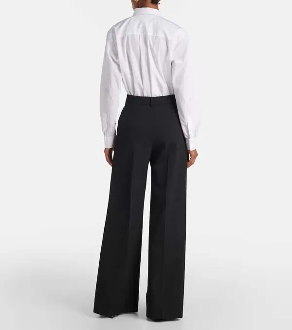 Stella McCartney High-rise Wool-blend Wide-leg Pants - Black