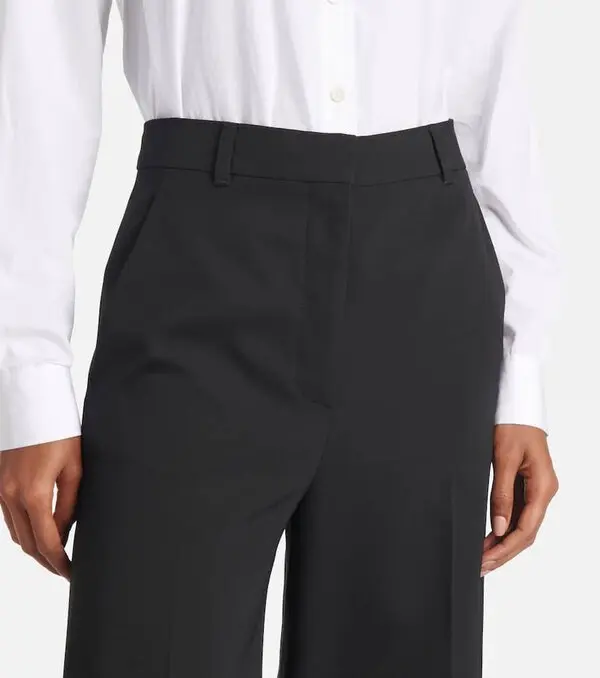 Stella McCartney High-rise Wool-blend Wide-leg Pants - Black