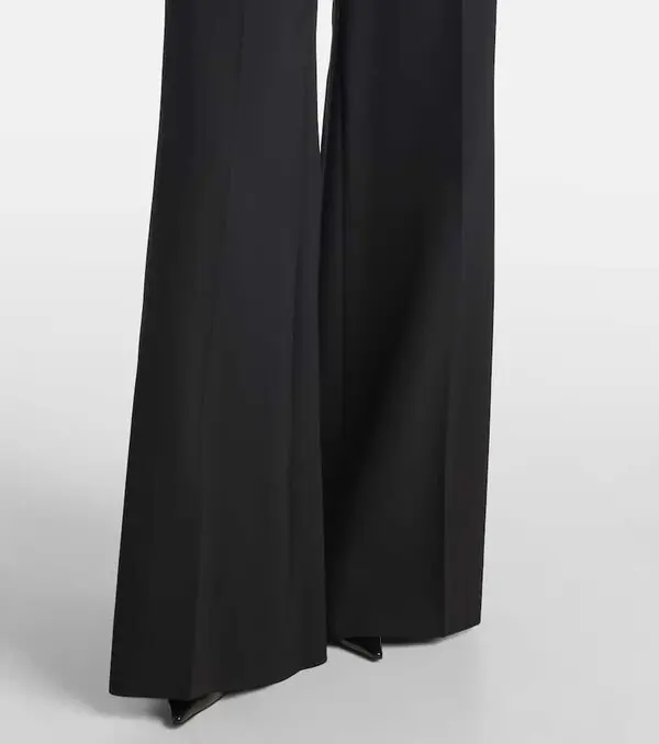 Stella McCartney High-rise Wool-blend Wide-leg Pants - Black