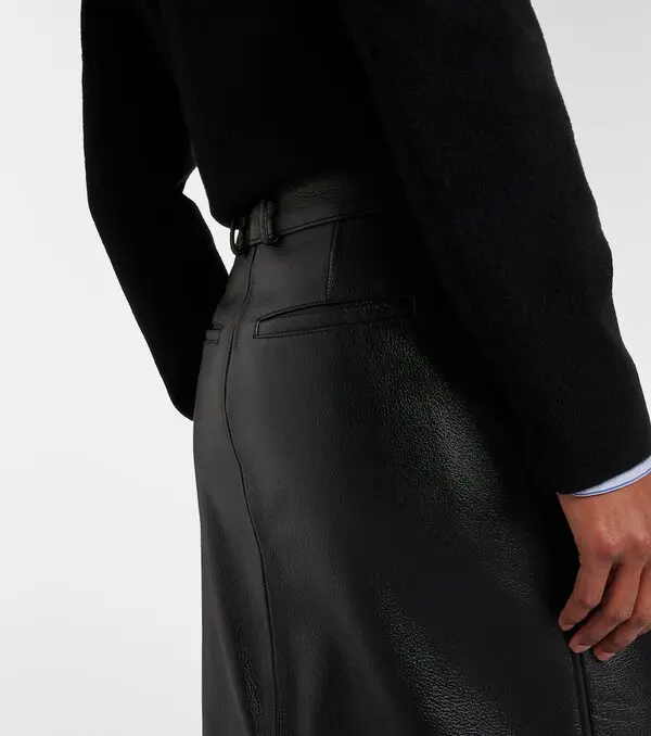 TOTEME Leather Midi Skirt - Black