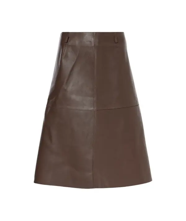 TOTEME Leather Midi Skirt - Brown