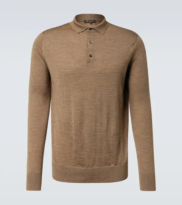 Loro Piana Virgin Wool Polo Sweater - Brown