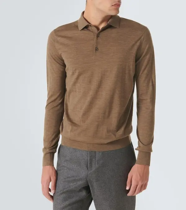 Loro Piana Virgin Wool Polo Sweater - Brown